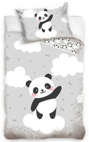 Povlečení bavlna do postýlky Panda na obláčku 100x135, 40x60 cm