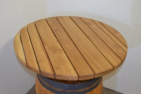 Nábytek ze sudu Stůl ze sudu vysoký pro venkovní použití dřevo: dub Deska stolu: dubová