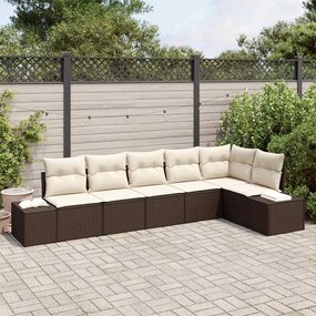 Sada zahradních pohovek 6 ks Hnědá a krémová polyratan 3355747
