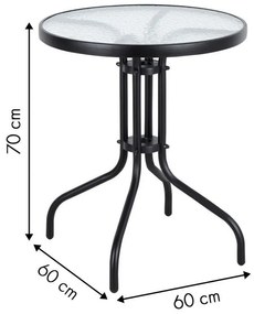 Skleněný kulatý stůl do zahrady 60 cm