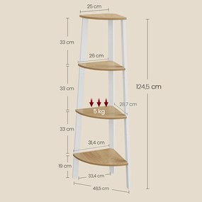 Rohová police, bílá 33.4x33.4x124.5 cm