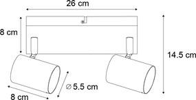 Moderní stropní svítidlo černé 2-světla nastavitelné obdélníkové - Jeana