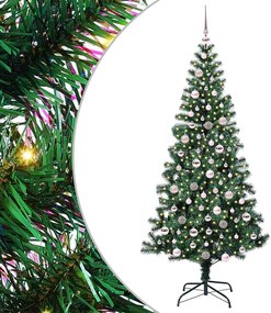 Umělý osvětlený vánoční stromeček Zelená 210 cm PVC a kov 3396777