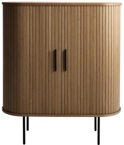 Hnědá vinotéka v dekoru dubu s posuvnými dveřmi 100x118x40 cm Nola – Unique Furniture