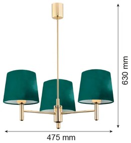 Argon 6192 - Lustr na tyči PONTE 3xE27/15W/230V zelená/mosaz