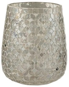 Stříbrný skleněný svícen Mosaic M - Ø15*17,5 cm