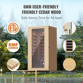 Far Infrared Wooden Sauna Room Domácnost Spa pro 1 až 2 osoby 1400 W
