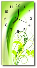 Skleněné hodiny vertikální Zelená rostlina