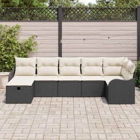 Set pohovek 7 ks Černá a krémová polyratan 3358996