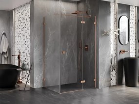Mexen Lunar T, výklopný sprchový kout pravý 120 x 80 cm, 8mm čiré sklo, profil měděná matná, 834T-120-080-65-00-P