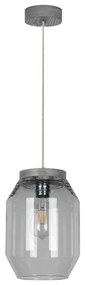 Závěsné svítidlo VASO, 1xMax.60W, stínítko z kouřového skla, barvená šedá borovice