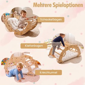 Costway Lezecký oblouk dřevěný Montessori lezecký rocker s měkkým polštářem