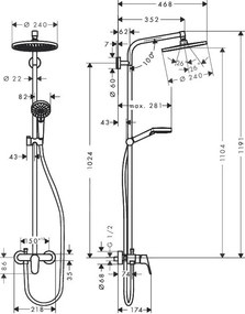 Hansgrohe Crometta S - Showerpipe 240 1jet s pákovou baterií, chrom, HAN-27269000