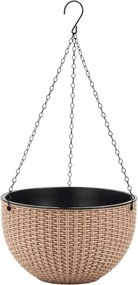 Flamenco Mystique Velký krémový závěsný květináč Rattan Design 26 cm ROS10K