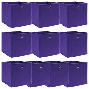 Úložné boxy 10 ks fialové 32 x 32 x 32 cm textil 288355