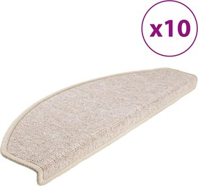 Schodové rohože 10 ks 65 x 24 x 4 cm béžové, půlkulaté, velké 149763