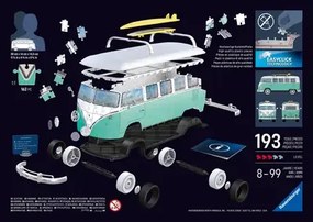 RAVENSBURGER 3D Puzzle Iconics: Volkswagen T1 Chrome / 162 dílků / od