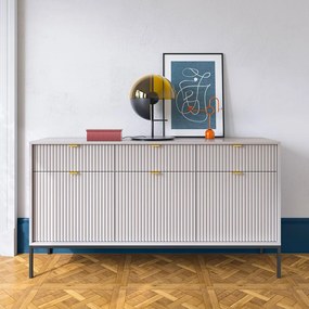 Komoda NOVA sc KSZ154 | se zásuvkami a policemi | 154 cm | šedá/černá