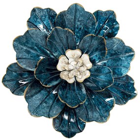 Modrá kovová nástěnná dekorace květina Turg - Ø 28*5 cm