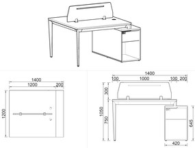 Kancelářská sestava 2 osoby Houseland Profit Max 04 1412 dub/bílá
