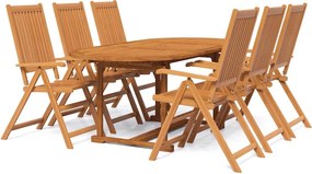 7dílný zahradní jídelní set masivní akáciové dřevo 120-170 cm 3079644