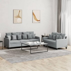 2dílná sedací souprava s poduškami světle šedá textil 3201664