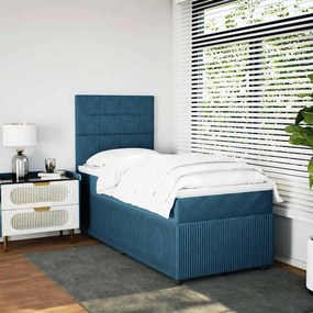 Box spring postel s matrací modrá 80 x 200 cm samet 3294494