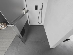 Mexen Kioto+, sprchová zástěna Walk-In s poličkou a věšákem 110 x 200 cm, 8mm čiré sklo-námraza, grafitový profil, 800-110-121-95-35