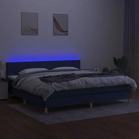 Box spring postel s matrací a LED modrá 200x200 cm textil 3133747