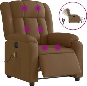 Elektrické masážní polohovací křeslo hnědé textil 3205308