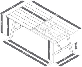 Tchibo - Rozkládací zahradní stůl s rustikální konstrukcí - barva: černá