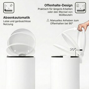 HOMCOM odpadkový koš 20L s pedálovým víkem a nožním pedálem, kovový koš na kosmetiku, odpadkový koš s vnitřním košem do obývacího pokoje a kanceláře,…