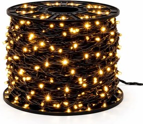 Easy Fix LED světelný řetěz, 100 m, venkovní, teple bílá s FLASH, 600 diod, černý kabel, IP67, cívka