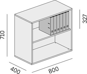 Kancelářský regál BLOCK, 800 x 400 x 710 mm, bílá