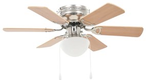 Ozdobný stropní ventilátor se světlem 82 cm světle hnědý - Default Title