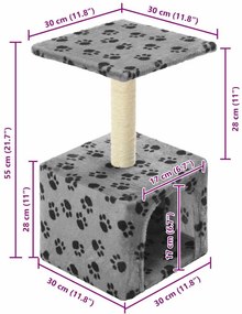 Škrabadlo pro kočky sisalové sloupky 55 cm šedé s potiskem 170538