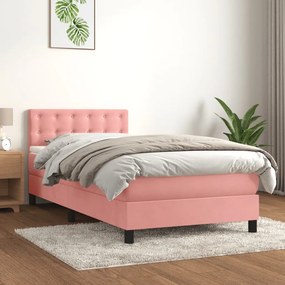Box spring postel s matrací růžová 100x200 cm samet 3141532