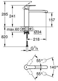 Grohe Eurostyle Cosmopolitan - Páková dřezová baterie, chrom 31159002