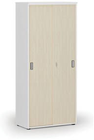 Skříň se zasouvacími dveřmi PRIMO WHITE, 1781 x 800 x 420 mm, bílá/buk