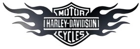 Dřevěná dekorace Harley Davidson v ohni černá (68 x 23 cm) - Kvalitní samolepky.cz