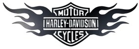 Dřevěná dekorace Harley Davidson v ohni černá