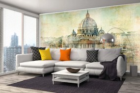 DIMEX | Samolepicí vliesová fototapeta na zeď Vintage Bazilika sv. Petra MA-5-2025 | 375 x 250 cm | béžová, hnědá, šedá