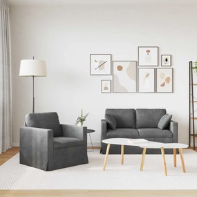 Set pohovek 2 ks Tmavě šedá samet 3407508