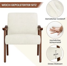 Křeslo Yaheetech – béžová, 62 cm (šířka) × 70,5 cm (hloubka) × 74 cm (výška), polyester (267499531398)