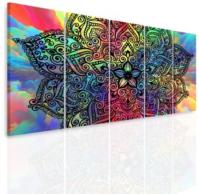Vícedílný obraz - Mandala na barevných oblacích