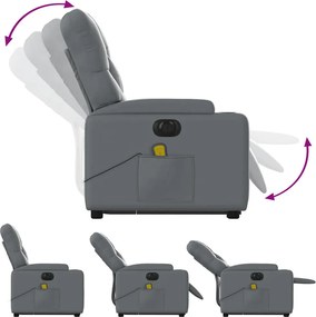Elektrické zvedací masážní polohovací křeslo šedé umělá kůže 3204796