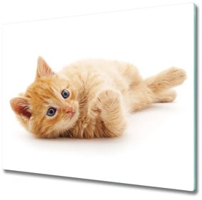 Skleněná krájecí deska Červená kočka 60x52 cm