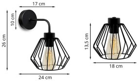 Nástěnné svítidlo Nuvola 3, 1x černé drátěné stínítko