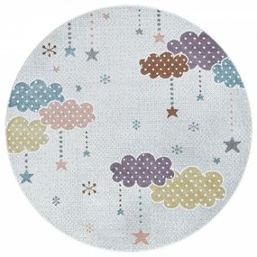 Dětský koberec Lucky obláčky barevné kruh - krém