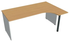 Stůl ergo levý 180*120 cm - Hobis Gate GE 1800 L Dekor stolové desky: buk, Dekor lamino podnože: šedá, Barva nohy: černá